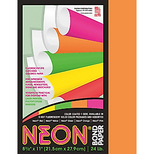 Pacon Corporation 104318 Neon Bond Paper, 24 lb., 100 Sheets, 8-1/2-Inch x11-Inch , Neon Orange