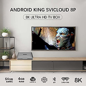 SVICLOUD Chinese TV Box, 2022 Newest 8P IPTV Box 8K Android TV Box 4GB RAM 64GB ROM Support Dual WiFi 2.4G/5.8 GHz/3D/H.265/Bluetooth 5.0/12 Languages Smart Streaming Media Player with Voice Remote