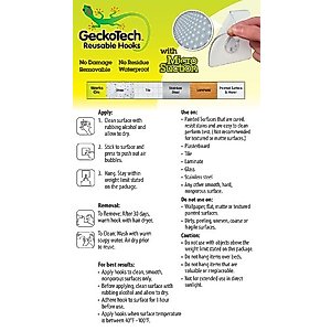 GeckoTech 282313 Removable, Reusable Hooks with Microsuction Technology, 3-Pound, 2-Pack