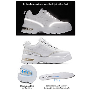 Vepose Women's 8019 Fashion Sneakers, Air Cushion Lace-up Walking Sneakers, Grey, Size 8 US -Memory Foam Running Shoes(CJY8019 Grey 08)