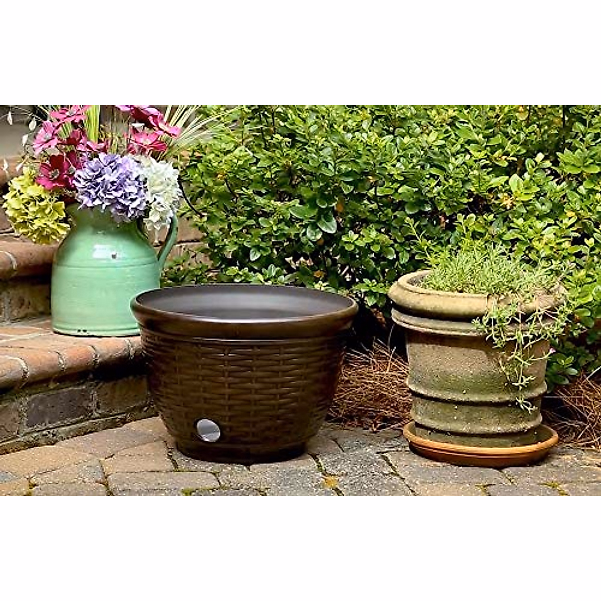 Liberty Garden Products Liberty 1920 High Density Resin Wicker Design Garden Hose Pot, Bronze