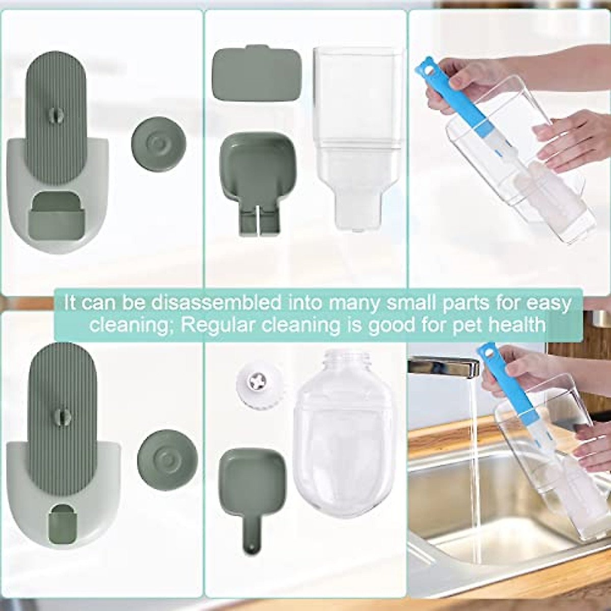 Lemtrflo Hanging Automatic Food Water Dispenser,Gravity Rabbit Feeder and Water Dispenser Set,Cage Cat Food and Water Dispenser Food Bowl for Bunny Chinchilla Guinea Pig Hedgehog Ferret