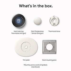 Google Nest Learning Thermostat (4th Gen, 2024) with Nest Temperature Sensor - Energy Saving Smart Thermostat with Adaptive Eco - Works with Alexa and Google Home App - Polished Obsidian