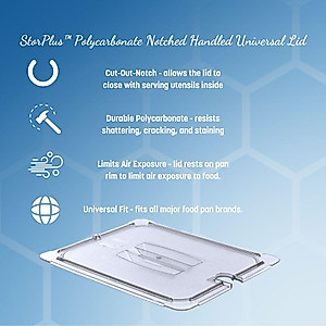 Carlisle FoodService Products 10311U07 StorPlus Sixth Size Polycarbonate Universal Handled Notched Food Pan Lid, Clear