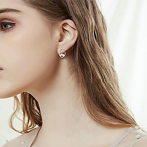 Mountain Earrings 925 Sterling Silver Women's Sun Mountain Hoop Earrings Hypoallergenic Mountain Jewelry Gift for Skiers Hiking Mountain Nature Lovers