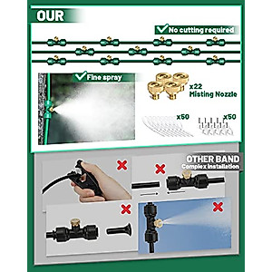 Misters for Outside Patio - 59FT(18M) Mister System, 20 Brass Nozzles Misting System, Patio Mister, Misting Cooling System for Patio, Garden, Greenhouse, Deck, Trampoline for waterpark