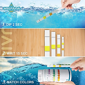 Aqualuna Pool and Spa Test Strips 100 Counts: 3 Way Hot Tub Test Kit Testing for Free Chlorine/Bromine, Total Alkalinity and pH. Easy and Accurate Spa Test Strips for Hot Tub