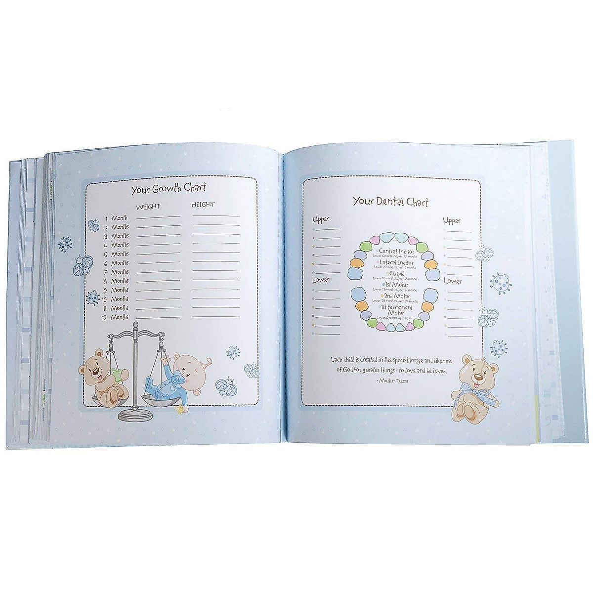 Christian Art Gifts Boy Baby Book of Memories Blue Keepsake Photo Album Our Baby Boy Memory Book Baby Book with Bible Verses, The First Year