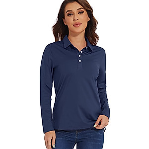 KEFITEVD Women's Polo Shirts Classic Design for Activewear Running Exercise Jersey Polo Shirt Dry Fit Golf Polo Shirt Womens Pullover Tops Navy