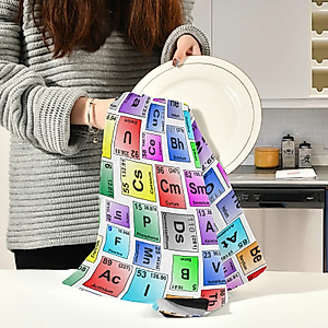 Periodic Table of The Elements Kitchen Towels 4 Pack, Rainbow Chemistry Dish Cloths Dish Towels Absorbent Tea Towels Bar Towels with Loop Kitchen Dish Towel for Household Drying Dish 18" x 28"