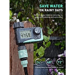 RAINPOINT Sprinkler Timer, Programmable Water Timer for Garden Hose, Outdoor Hose Timer with Rain Delay/Manual Watering System, Digital Irrigation Timer System for Yard, Lawns, 1 Outlet