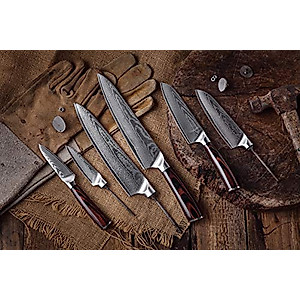 KATSURA Woodworking Project Kit – Santoku Knife Blank Hidden Tang – 5 Inch – Japanese Premium AUS 10, 67 Layers Damascus Steel – NO LOGO