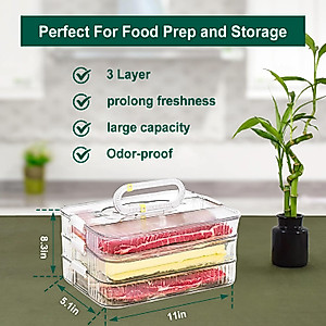 spaclatio Deli Meat Container for Fridge, 3 Layer Lunch Meat Container for Refrigerator Organizing, Deli Containers with Lids Food Storage Container Bacon Cheese Container for Refrigerator