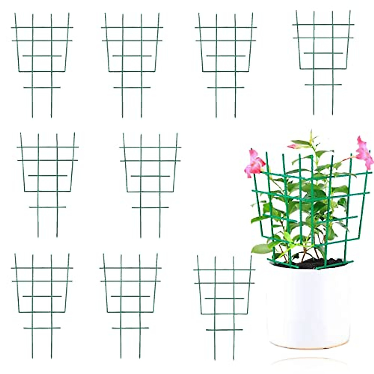 Trellis for Potted Plants, Garden Trellis Stackable Plastic Potted Plant Support DIY Indoor Outdoor Frame for Climbing Plants Vines Vegetable Cucumber Flower Pots Trellis 9 Packs