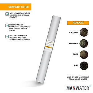 Max Water Slim Blue 5 Micron 20 inch x 2.5 inch Whole House Melt-Blown Polypropylene Sediment Water Filter Replacement Cartridge (Pack of 25)