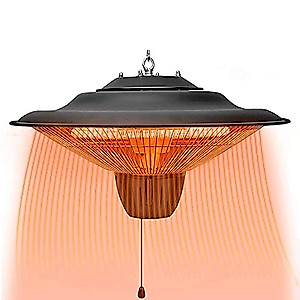 WLL-DP Electric Patio Heater, Ceiling Hanging Space Heater, Freestanding Silent Heater, 3 Power Settings, for Indoor Outdoor Yard Garden, 2000W