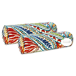 Fabritones Pack of 2 Outdoor Waterproof Decorative Bolster Pillows with Inserts for Patio Furniture, 20x6 Inch Fade Resistant Patio Garden Bolster Cushions for Couch Bed Sofa, Paisley Multi