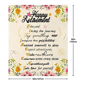 Tsefiwo Retirement Gifts for Women, Men 2023 Blanket - Retirement Party Decorations - Happy Retirement Gifts - Retirement Gifts for Coworkers - Retirement Decor Gift for Mom Blanket 50x60 Inch