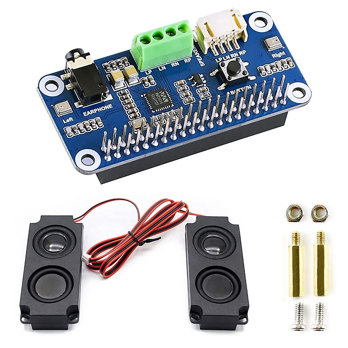 MOOKEENONE WM8960 Stereo Audio HAT Card Board 8Ω Speaker Kit for Raspberry Pi 40 PIN GPIO