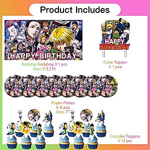 Full Time Hunter Party Supplies Birthday Hunterxhunter Decorations Balloons Banner Cake Toppers Set Decorations Decor