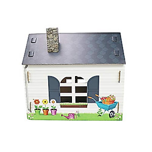 ASPCA Cardboard Cat House Hideaway Playhouse with Cat Scratcher Scratching Pad 19"L x 13"W x 17"H