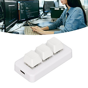 3 Key Macropad, RGB Backlit OSU HID Standard Keyboard, Mechanical Gaming Keyboard Programming Macro, with USB Interface for Computer(White)
