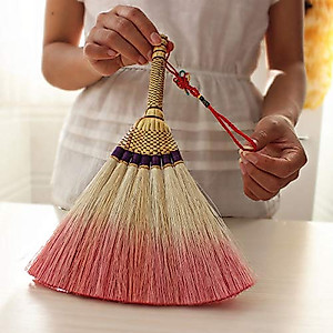 MXY Mini Broom Short Handle Handmade Natural Brooms Home Decorative Broom Retro Sweeping Brooms for Car, Sofa, Corner, Angle, Mats, Desk, Chair and More 10.63 Inches Long