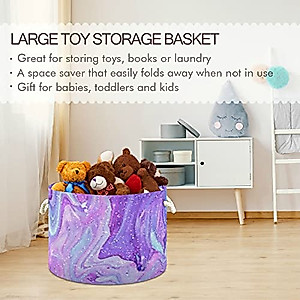 ALAZA Marble Purple Tie Dye Storage Box Toy Basket Laundry Storage Organizer Bins with Handles Large Baskets for Living Room Nursery Decor