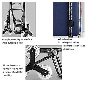 Shopping Trolley on Wheels Upgraded , 2In1 Folding Shopping Cart Max Capacity,Labor Saving for Stair Climbing with Adjustable Bungee Cord, Noiseless 3 Wheels