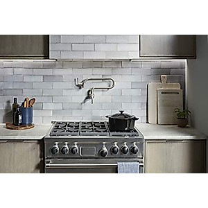 KOHLER 22066-VS Graze Wall-Mount Pot Filler, Pot Filler Faucet, Kitchen Sink Pot Filler Faucets, Vibrant Stainless