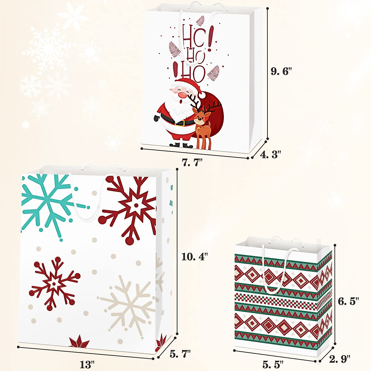 DeckTheHalls 10Pcs White Kraft Paper Bags with Handles Bulk, Gift Bags, Party Favor Gifts Wraps, Craft Shopping Retail Birthday Party Favors Wedding Sacks, Business