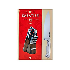 Sabatier 14-Piece Stainless Steel Hollow Handle Knife Block Set, Acacia