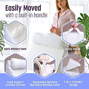 Flexicomfort Bed Wedge Pillow for Sleeping -Adjustable Post Surgery Pillow (7 in 1) -0 Memory Foam -Head Support Cushion -Incline -Leg Elevation -Pregnancy - Washable Cover - Large 24 Inch