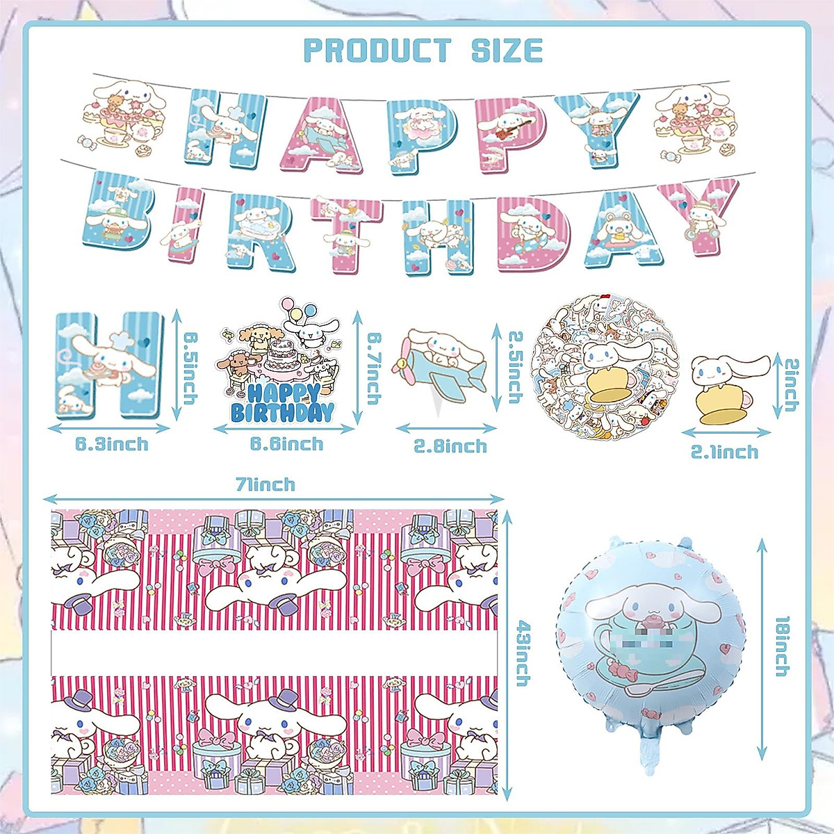 Grehge oroll Birthday Decorations For 20 Guests,Cinnamoroll Party Supplies Included