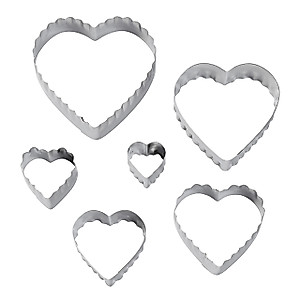 Wilton 6-Piece Nesting Fondant Double Sided Cut Out Cutters, Hearts,Silver