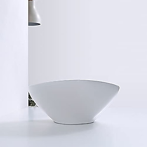 MELGII Above Counter Vessel Sink, 16" x 13" Ceramic Bathroom Sink, Oval Canoe Shape