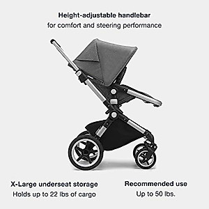 Bugaboo Lynx - The Lightest Full-Size Baby Stroller - All-Terrain with an Effortless Push and One-Handed Steering - Compatible with Bugaboo Turtle One by Nuna Car Seat - Alu/Black