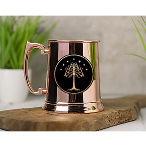 Tree Of Gondor Moscow Mule Mug, Lord Rings Copper Stein Beer Mug, Gift For Him Beer Stein 21oz Metal Tankard Pure Copper Plating Cup, Premium Quality Cocktail Mug, Drinking Mug