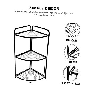 Cabilock 1pc Sturdy Home Storage Organizing Kitchen Three-layer Foldable Office for Corner Holder Cabinet Practical Layer Seasoning Steel Shelves Household Rack Organizer Shelf Pot Tier