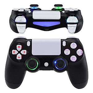 eXtremeRate 7 Colors 9 Modes Button Control DTFS (DTF 2.0) LED Kit, Scarlet Red Classical Symbols Multi-Colors Luminated D-pad Thumbsticks Face Buttons for PS4 Controller - Controller NOT Included