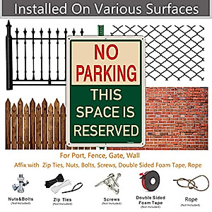 2 Pack No Parking This Space is Reserved Signs 14x10 Inches No Parking Signs Traffic Control Signs Metal Reflective Sturdy Rust Aluminum Weatherproof Durable Easy to Install