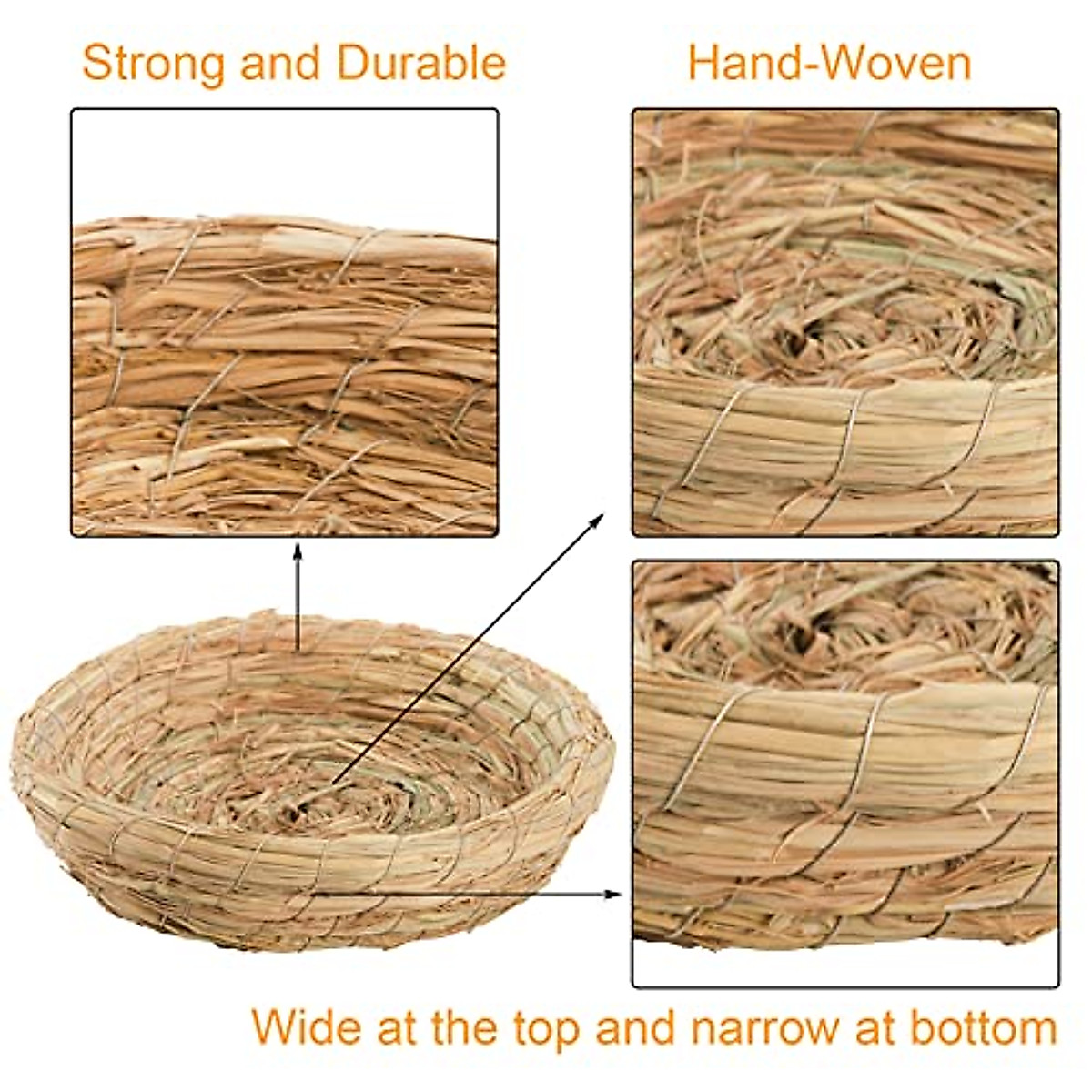 Yesland Woven Bed Mat for Rabbits - Set of 12 - Grass Mat Bunny Bedding Nest with Small Animals Play Balls Rolling Chew Toys for Guinea Pig Chinchilla Squirrel Hamster Cat Dog and Small Animal