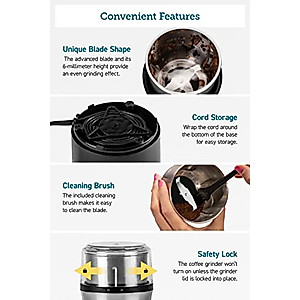 COSORI Coffee Espresso Grinder Electric, Food Grade Stainless Steel Blades, 12 Cups, Black