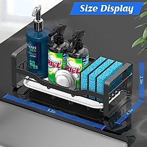Kitchen Sink Caddy Sponge Holder,Sponge Holder for Kitchen Sink,Kitchen Sink Organizer for Soap Brush Dispenser,Countertop Sink Caddy Organizer with Removable Drain Tray