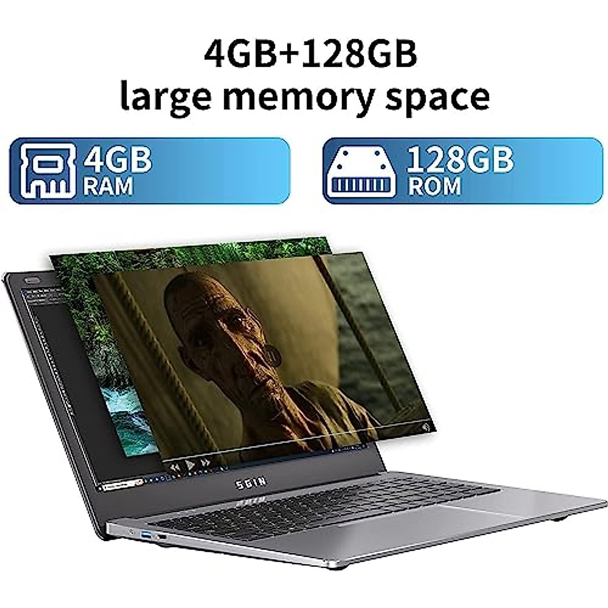 SGIN 15.6 Inch Laptop, 4GB DDR4 128GB SSD Windows 11 Laptops with Intel Celeron Quad Core J4105(up to 2.5 GHz), Intel UHD Graphics 600, Mini HDMI, WiFi, Webcam, USB3.0, Bluetooth 4.2