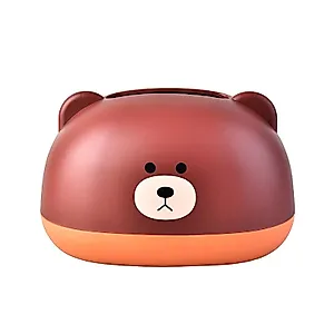 Creative Cartoon Cute Brown Bear Pink Pig Drawn Paper Box Living Room Bedroom Dining Room Tissue Box (Bear (Brown))
