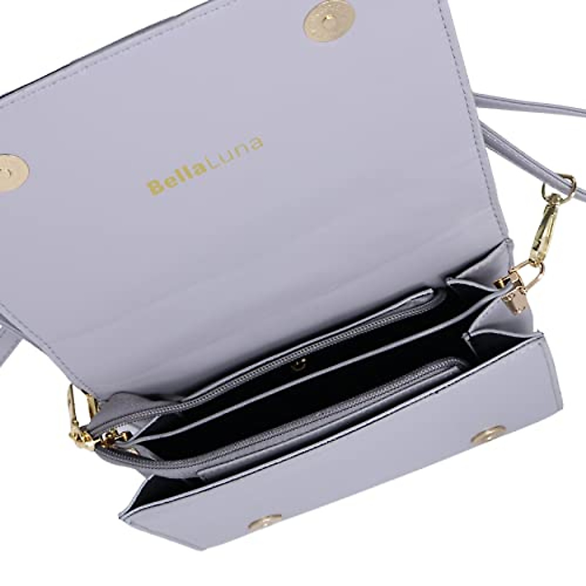 Bella Luna Small Woven Crossbody Purse Shoulder Bag or Clutch for Women with Removable Strap (Cement)