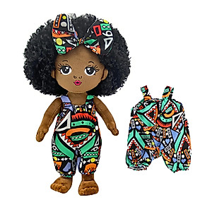 JUSTQUNSEEN Black Baby Dolls African American Doll Black Dolls 12'', Baby Dolls for 3 Year Old Girls,Soft Doll for Girls Stuffed Plush Doll for Girl