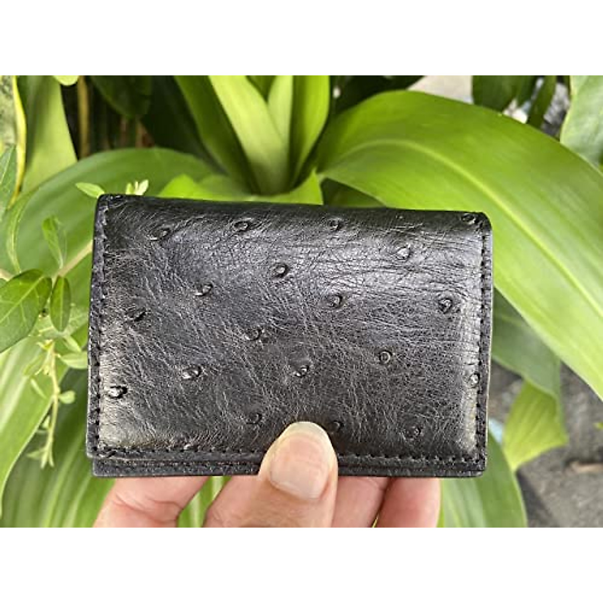 Double side Black Body Ostrich leather skin Credit Cardholder, leather credit cardcase, leather creditcard cover