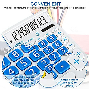 Calculators Desktop, Two Way Power Battery and Solar Desk Calculator, Big Buttons Easy to Press Used as Office Calculators for Desk, 12 Digit Adding Machine Calculators Large LCD Display(Blue)